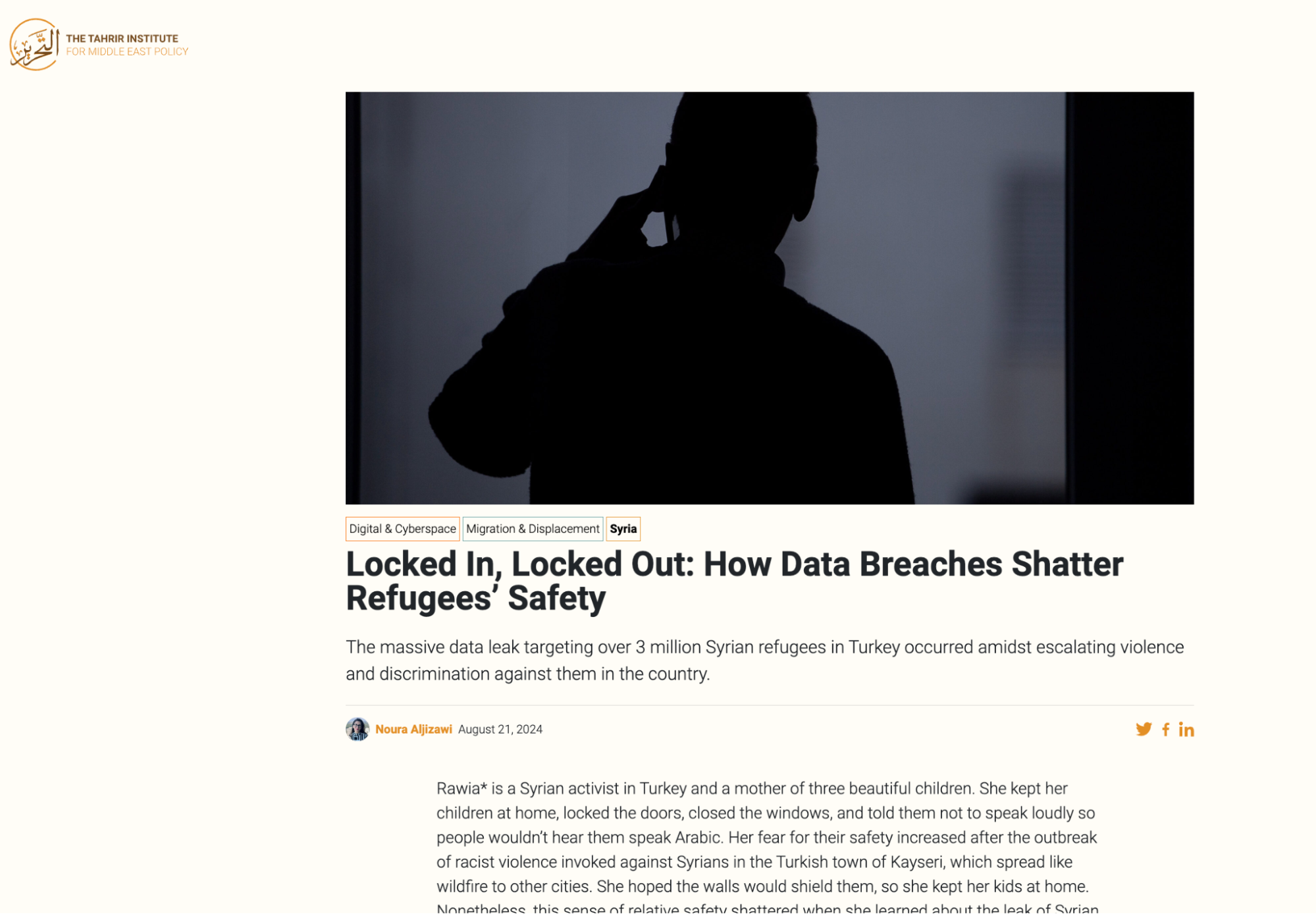 Locked In, Locked Out: How Data Breaches Shatter Refugees’ Safety - The ...
